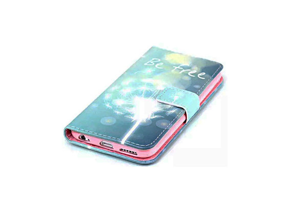 Blue Wind Dandelion Cell Phone Wallet Case For Iphone 7 Smooth Surface
