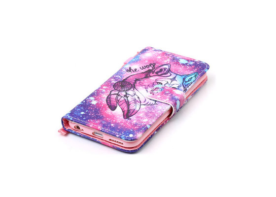 Pink / Purple Fox Thin Waterproof Iphone 6 Case , Customized Protective Wallet Case