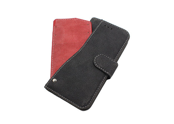 Black Iphone 6 Magnetic Wallet Case , Pu Leather Waterproof Cell Phone Case