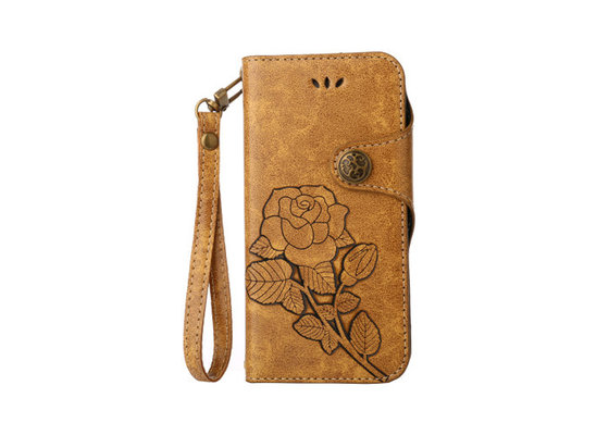 Orange Theme Vintage Wallet Case For Iphone Gloss Finish Full Protection