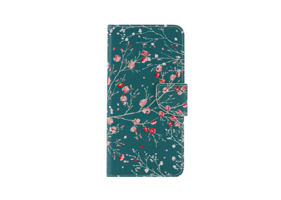 Dark Green Flip Iphone 8 Plus Case Full Cover Protection With Spot Flowers