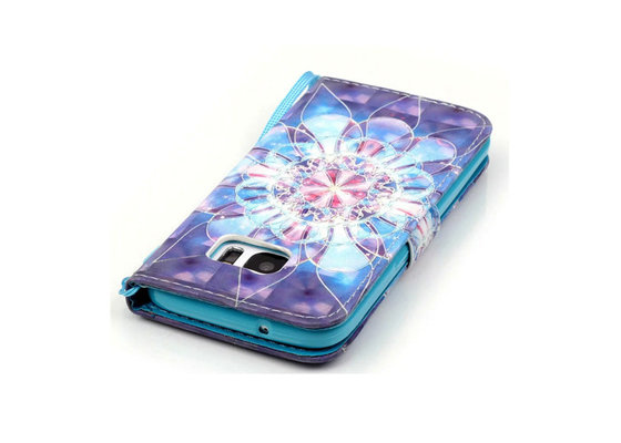 Crystal Blue Floral Samsung Galaxy Phone Cases Tpu Material Shatter Resisting