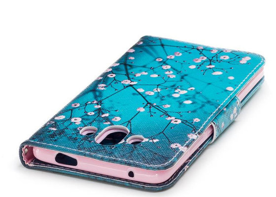 Cherry Blossom Card Pocket Phone Case , Pu Leather Phone Cases For Huawei