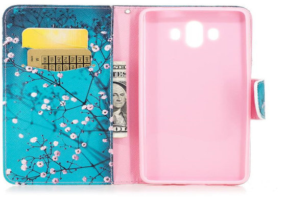 Cherry Blossom Card Pocket Phone Case , Pu Leather Phone Cases For Huawei