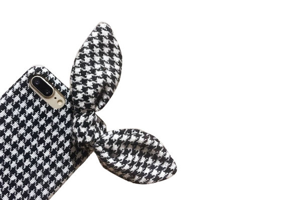 Bowknot / Plaid Canvas Protective Phone Cases For Iphone X Silent Switch Accessible