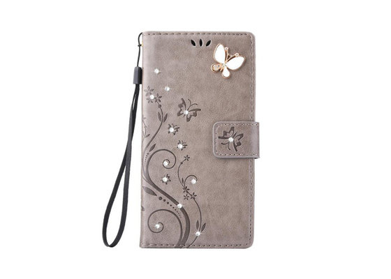 4 Color PU Leather Samsung Samsung Cases With Butterfly Crystal Decoration