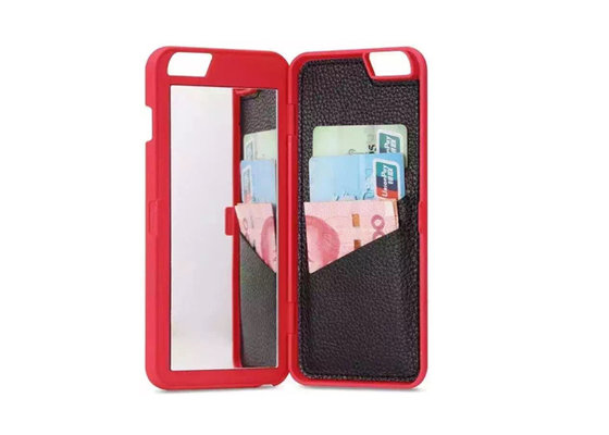 Unbreackable Purse Mirror Card holer Phone Holder Funtion For Apple Phone Wallet Case