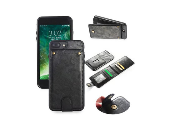 Anti-explosion Crdit Card Wallet PU Leather Cell Phone Back Cover For Samsung
