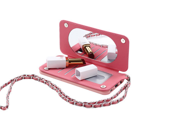 Creative Cell Phone Wallet Case With Mirror And Phone Holder Funtion For Iphone And Samsung