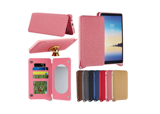 Creative Cell Phone Wallet Case With Mirror And Phone Holder Funtion For Iphone And Samsung