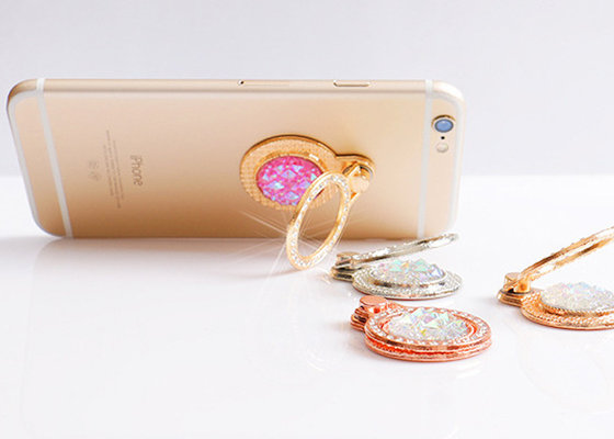 Luxury 360 Degree Finger Ring Holder , Diamond Floral Smartphone Metal Mount Stand