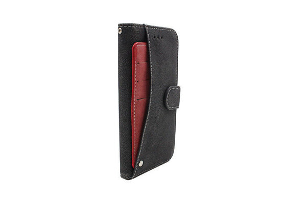 Black Iphone 6 Magnetic Wallet Case , Pu Leather Waterproof Cell Phone Case