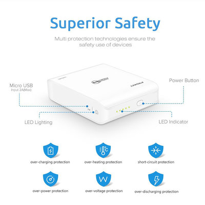 PISEN LED Flashlight CE FCC RoHS Mobile Universal Power Bank 10000mAh Portable Charger