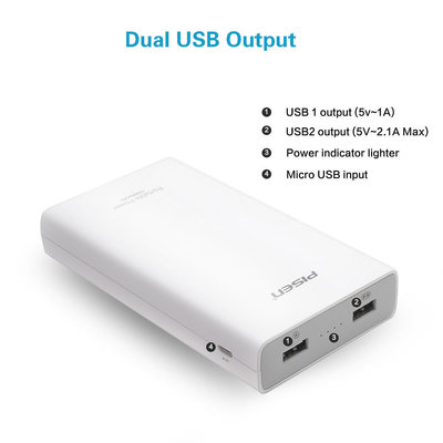 CB CE FCC Certificate Sales Promotion Fast Charging Dual USB PISEN Mobile Universal Power Bank 10000mAh Portable Charger