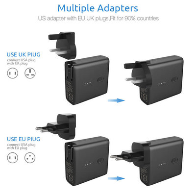 PISEN NEW 2017 2 in 1 AC Plug Type C Portable Power Bank 5000mah EU UK US Dual USB Wall Charger