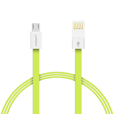 PISEN 0.8m 2.6ft Multicolor Fast Charging 2 in 1 Flat Micro USB Cable for Android