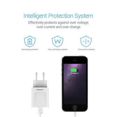 PISEN CB CE Certification 5V 2.4A Mobile Phone Portable EU Dual USB Wall Charger