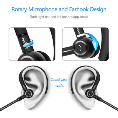 PISEN Rotatable Ear Hook Handfree NFC Noise Cancelling Mini Wireless Stereo Bluetooth Earphone With Double Mic