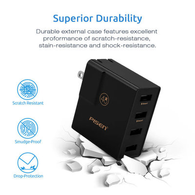 PISEN NEW 2017 Mobile Phone Portable 5V 1.5A 2.4A US 4 Port USB Wall Charger