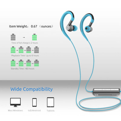 PISEN Shock Proof Anti Drop Sweat Resistant Noise Cancelling Wireless Sport Bluetooth Earphone With Mic