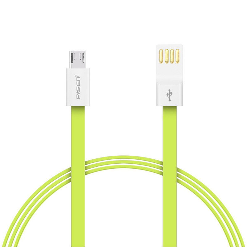 PISEN 0.8m 2.6ft Multicolor Fast Charging 2 in 1 Flat Micro USB Cable for Android