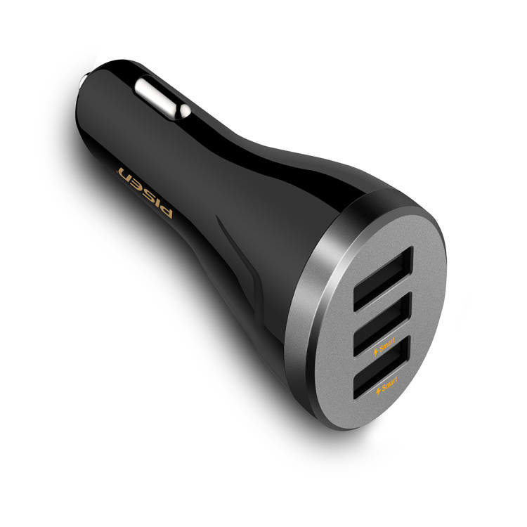 PISEN CE FCC Certification Mobile Phone Fast Charging Portable Wireless Universal 3 Port USB Car Charger