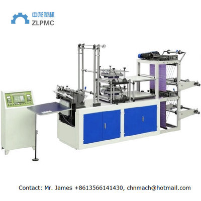 Two Lines Automatic Poly Bag Machine , 2.2Kw Zipper Bag Making Machine