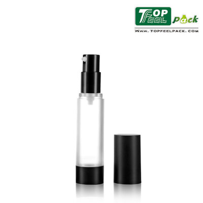 15ml 20ml 30ml黒い肩および基盤が付いているプラスチックとして円形の空気のない旅行びん