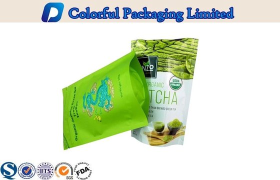 Aluminum Foil Stand Up Ziplock Tea Packaging Pouches Resealable