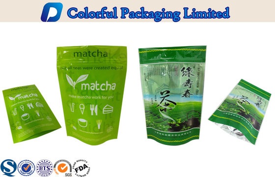 Shiny Printing Aluminum lined resealed Tea Packaging Bags With zipper top