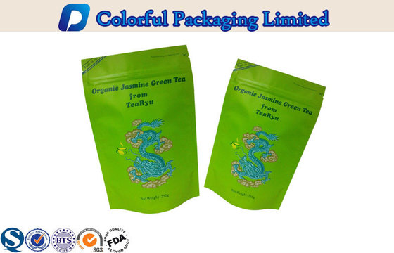 Stand Up Jasmine Tea Packaging Bags With Aluminul Foil Inside