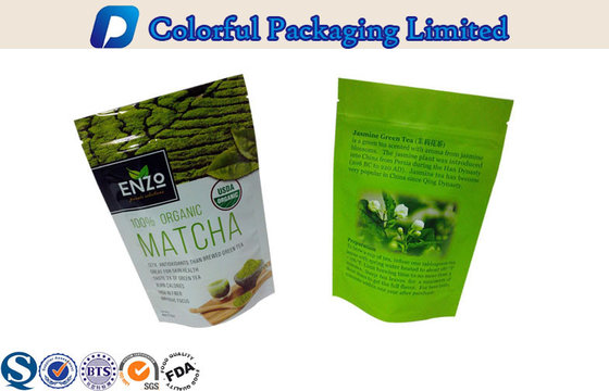 Ziplock Stand Up Tea Packaging Bags With Tear Notch , reusable tea bags