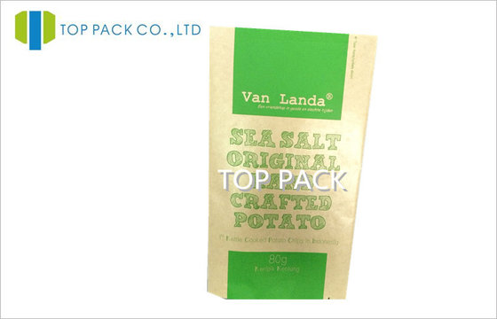 Green Kraft Paper Aluminum Foil Bags Back Sealed Custom Sea Salt