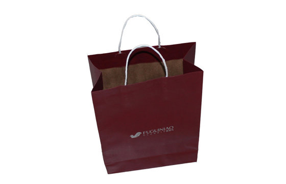 Durable Silver Logo Brown Kraft Paper Shopping Bags With Handles