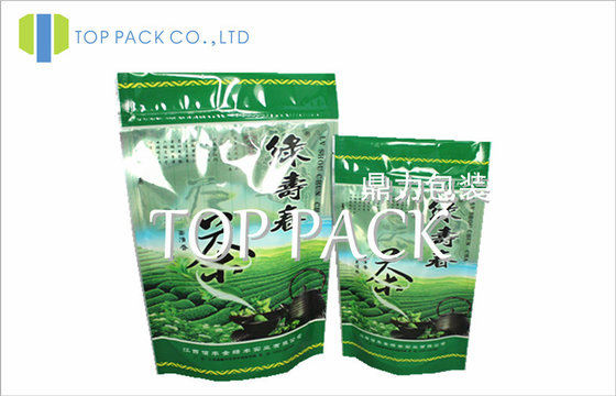 Green stand up Tea Packaging Bags  With Ziplock , Tea Pouches For Loose Tea