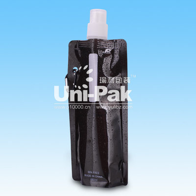 Reusable Stand Up Plastic Water Bag For Travel BPA Free With Convenient Carabiner