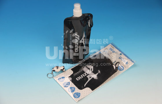 Aluminum Foil Reusable Plastic Drinking Water Bag with Carabiner And Spout