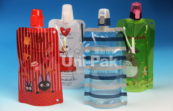 Newest Style BPA Free 500ML Reusable Foldable Water Bag With Carabiner