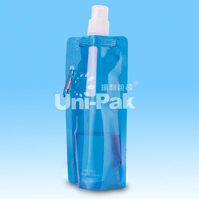 Foldable Stand Up Plastic Water Bag Aluminum Foil For Sport Drinking Spout Water