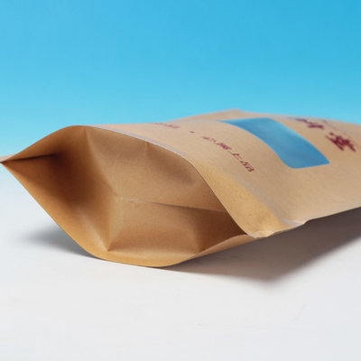 Standing Up Brown Kraft Paper Bag/ Stand Up Snack Food Packaging Bag WIth Window