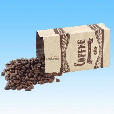 Coffee Bean Standing Up Coffee Pouch , Zipper Top Kraft Paper Bags