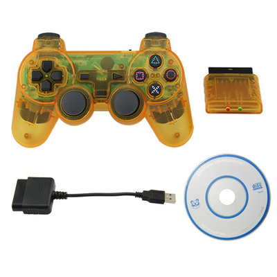 Crystal Yellow 3 in 1 Wireless Bluetooth Joystick for PS2/PS3/PC Controller Gamepad for PS2/PS3/PC Game Console