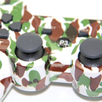 Dual Vibration Bluetooth Playstation 3 Controller Green Brown Camouflage Color