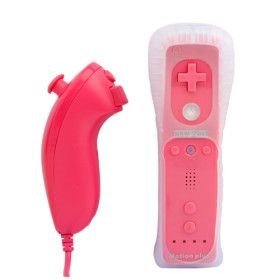 Pink Color Wii U Motion Plus Controller , Nunchuck Controller For Nintendo Wii