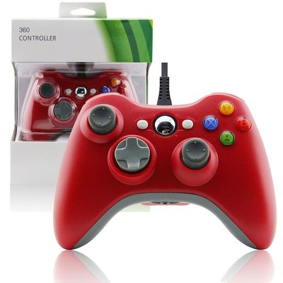 Red Color XBOX 360 Game Controller Slim Wired Joystick 3 Levels Rumble Control