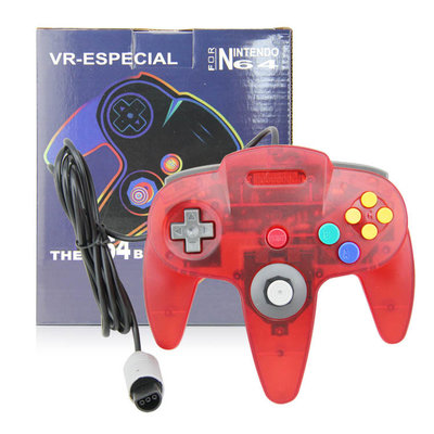 Classic Wired N64 Game Controller Gamepad Joystick Crystal Red Color Plastic Material