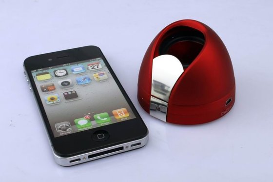 Red Oval Bluetooth Portable Speakers For Cell Phones Hi-Fi Stereo