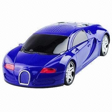 Mini Car Speaker, FM Radio, Supported TF USB Mini Hi-Fi Music Speaker with Car Shape Light