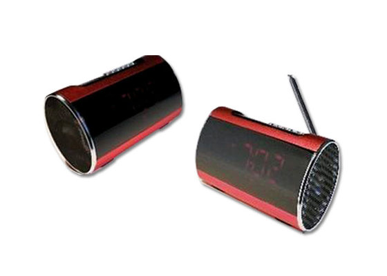 Portable Rechargeable Wireless Cell Phone Speakers , Mini Clock FM Radio Speaker With LED
