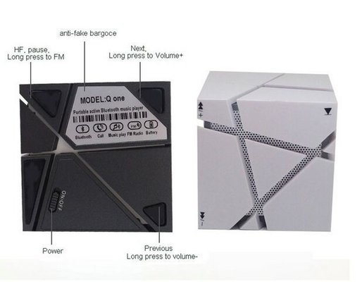 Q1 Magic Cube Square Portable Stereo Wireless Subwoofer Bluetooth music speaker for iphone